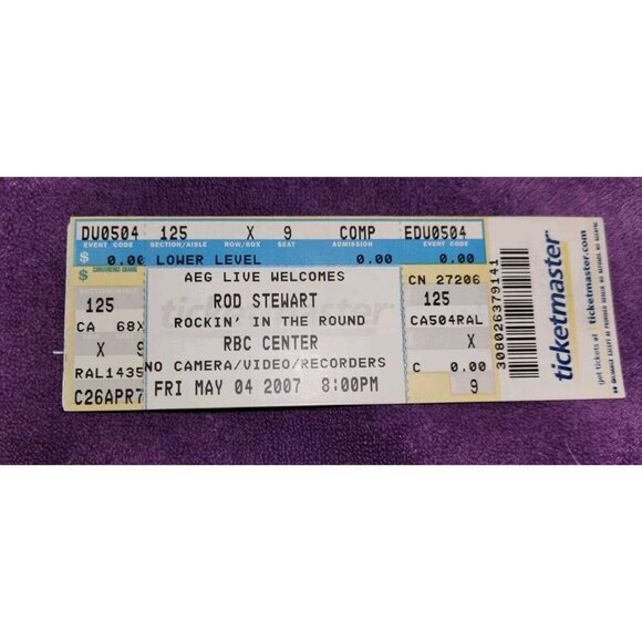 Other | Rod Stewart Full Concert Stub Raleigh Nc 54207 125x9 | Poshmark